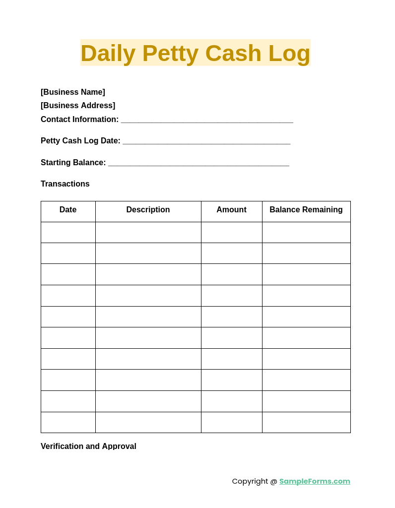 FREE 13+ Petty Cash Log Samples, PDF, MS Word, Google Docs, Excel