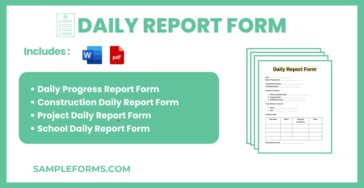 FREE 18+ Daily Report Form Samples, PDF, MS Word, Google Docs