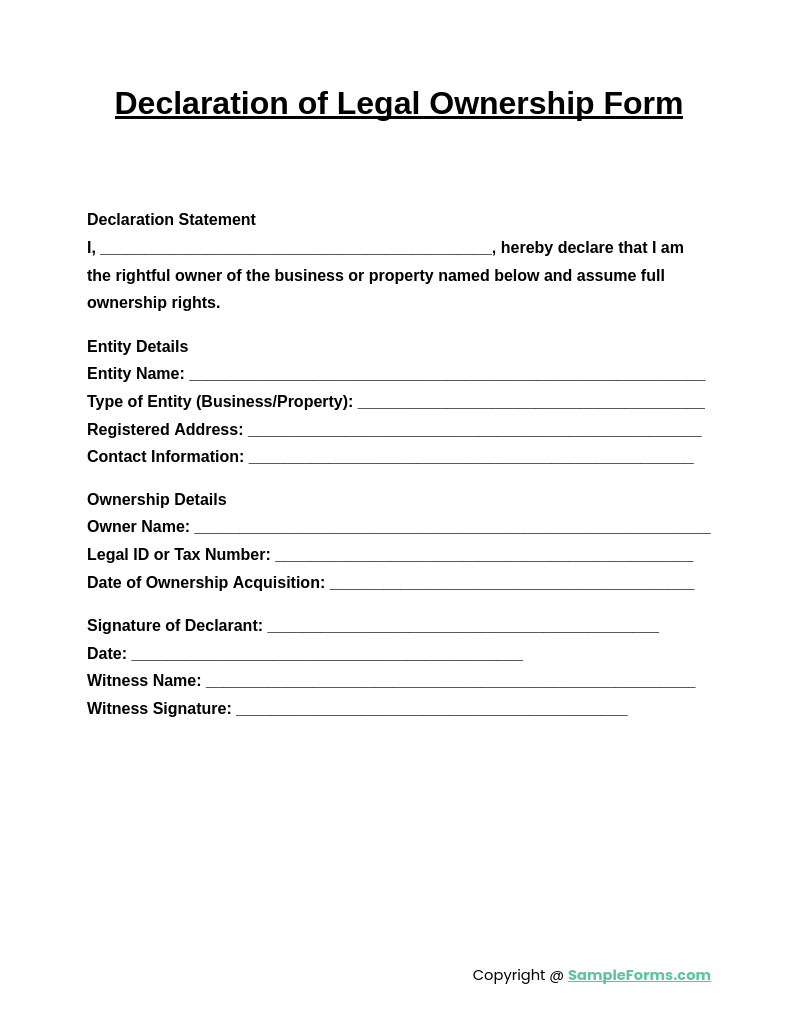 FREE 15+ Legal Ownership Form Samples, PDF, MS Word, Google Docs