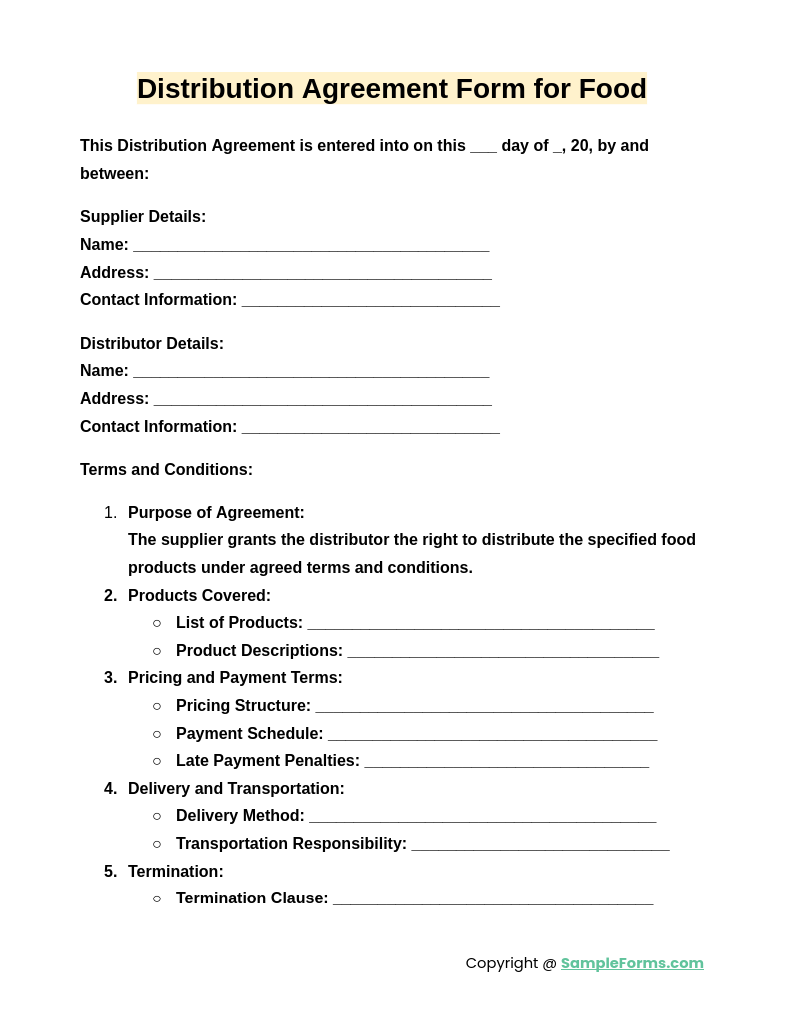 FREE 14+ Distribution Agreement Form Samples, PDF, MS Word, Google Docs