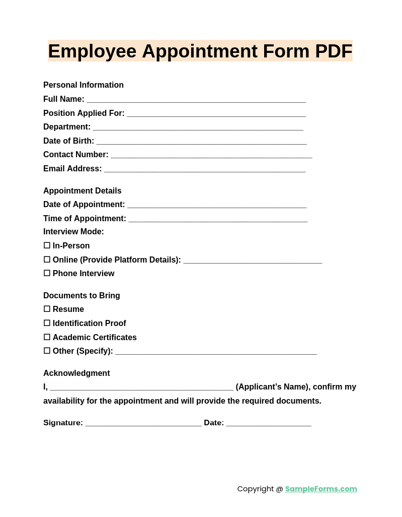 FREE 56+ Appointment Form Samples, PDF, MS Word, Google Docs