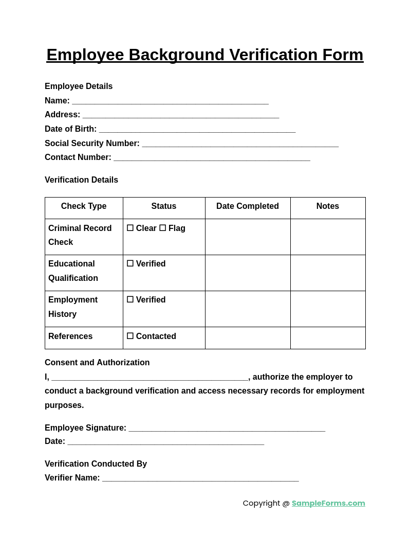 FREE 15+ Employee Verification Form Samples, PDF, MS Word, Google Docs