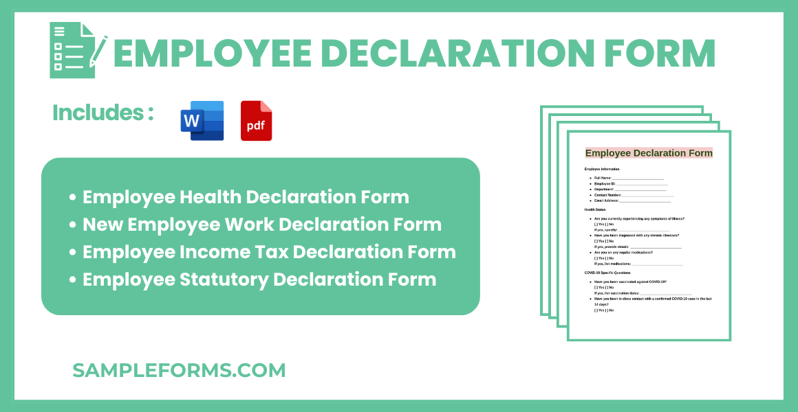 FREE 13+ Employee Declaration Form Samples, PDF, MS Word, Google Docs ...