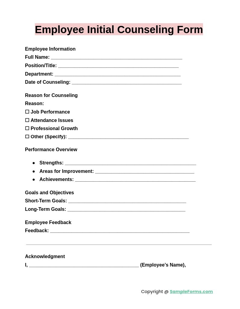 FREE 8+ Initial Counseling Form Samples, PDF, MS Word, Google Docs