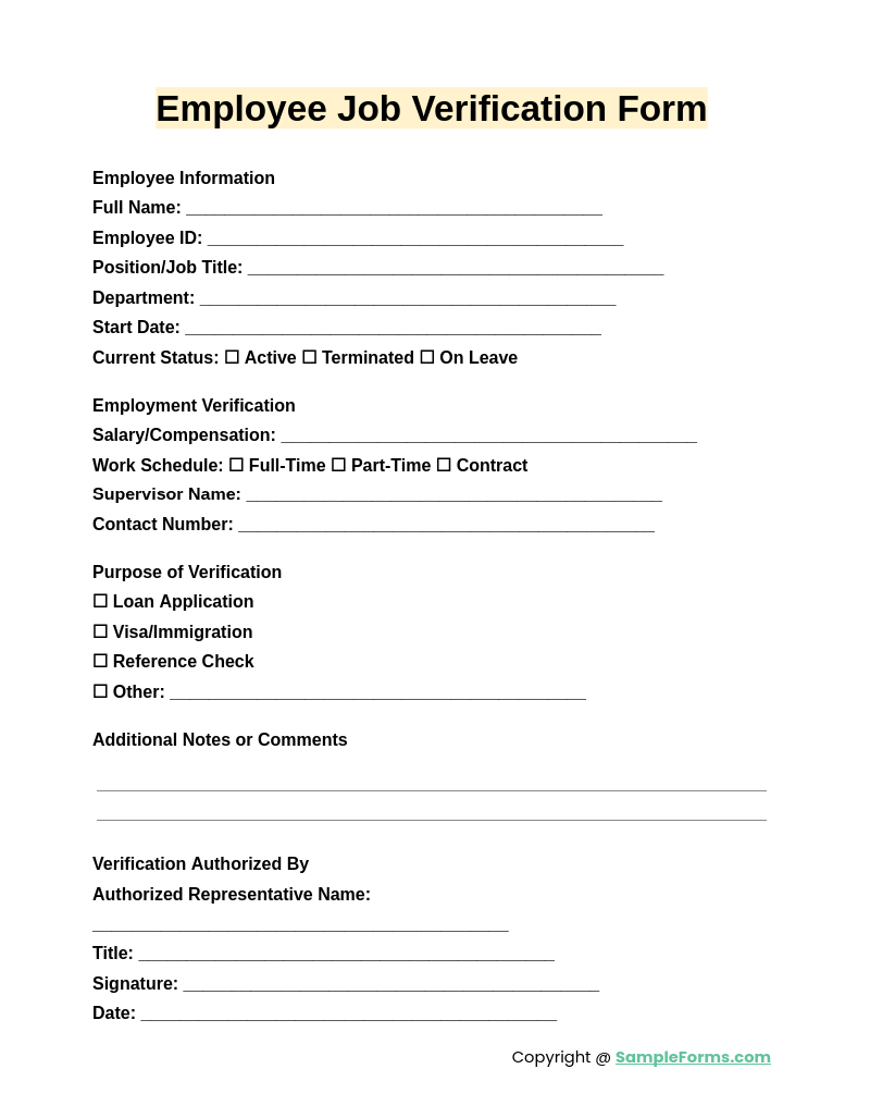 FREE 15+ Employee Verification Form Samples, PDF, MS Word, Google Docs
