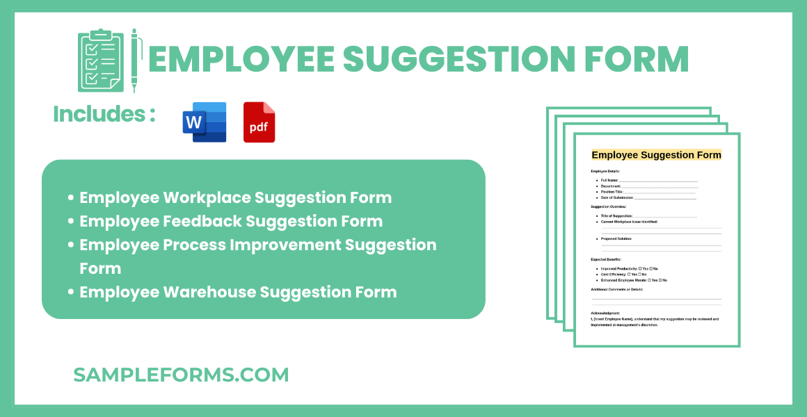 FREE 18+ Employee Suggestion Form Samples, PDF, MS Word, Google Docs, Excel