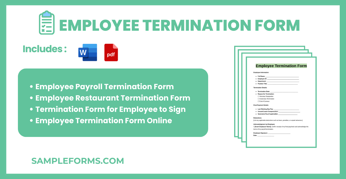 FREE 12+ Employee Termination Form Samples, PDF, MS Word, Google Docs