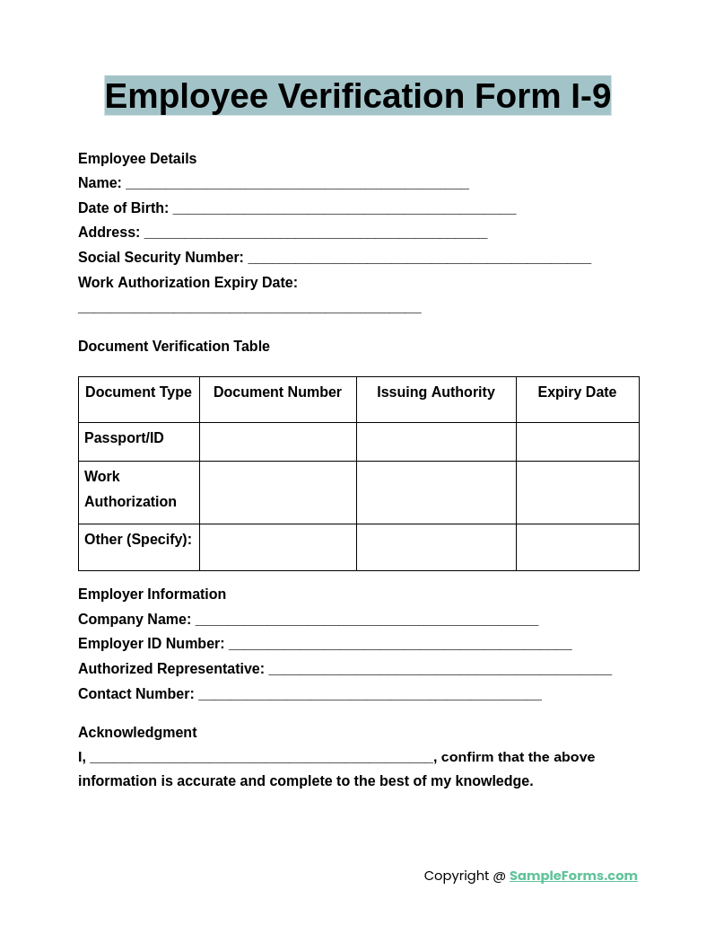 FREE 15+ Employee Verification Form Samples, PDF, MS Word, Google Docs