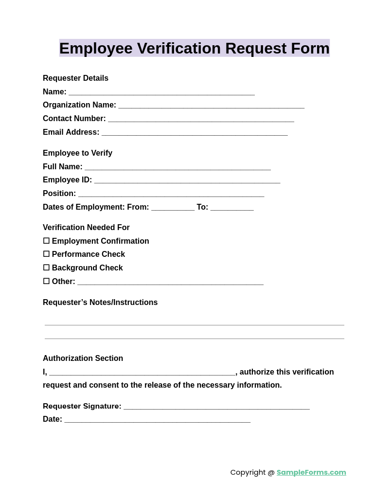 FREE 15+ Employee Verification Form Samples, PDF, MS Word, Google Docs