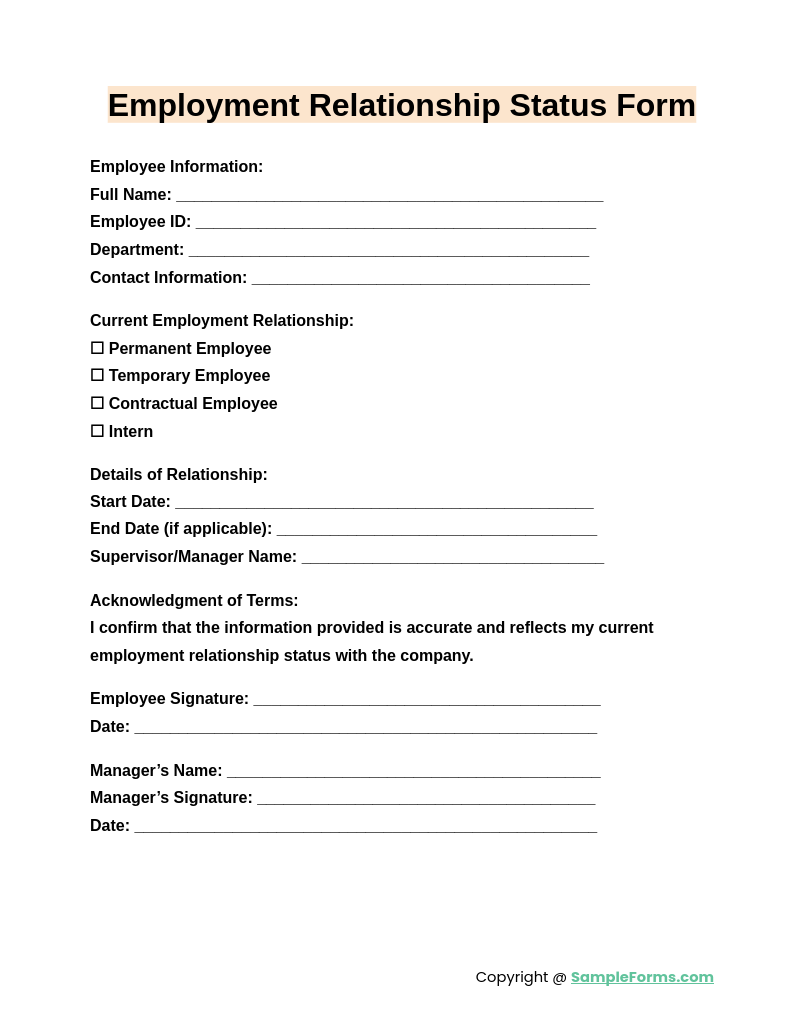 FREE 13+ Employment Status Form Samples, PDF, MS Word, Google Docs, Excel