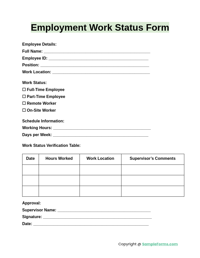 FREE 13+ Employment Status Form Samples, PDF, MS Word, Google Docs, Excel