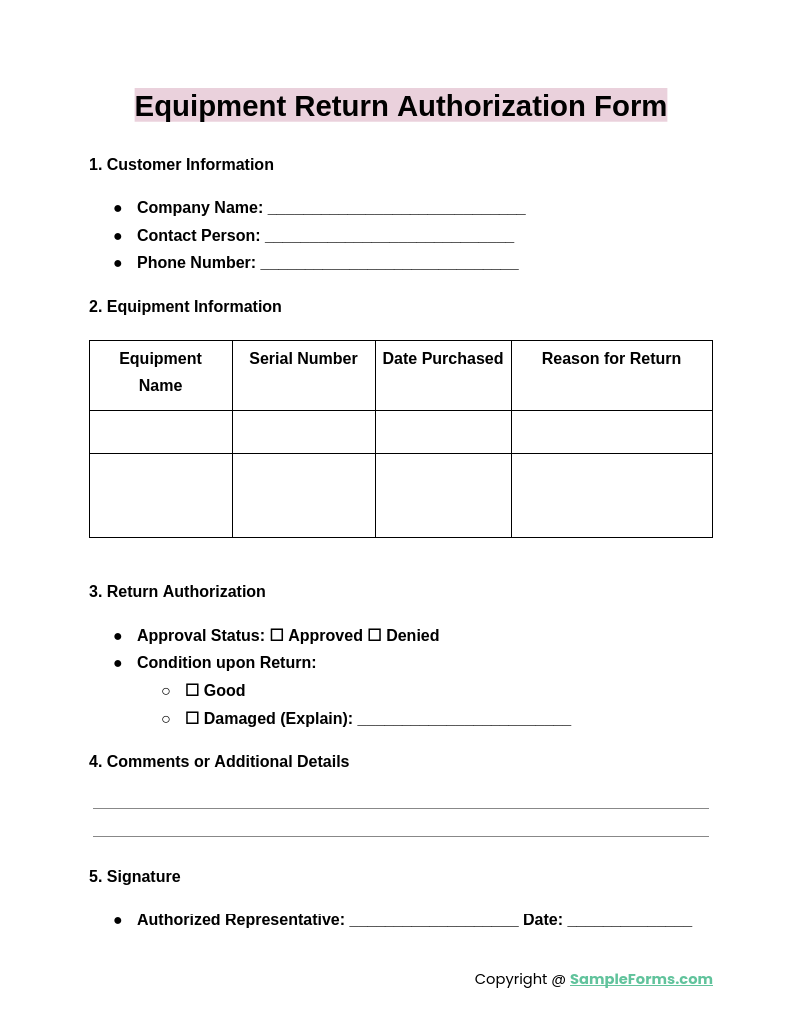 FREE 14+ Return Authorization Form Samples, PDF, MS Word, Google Docs ...