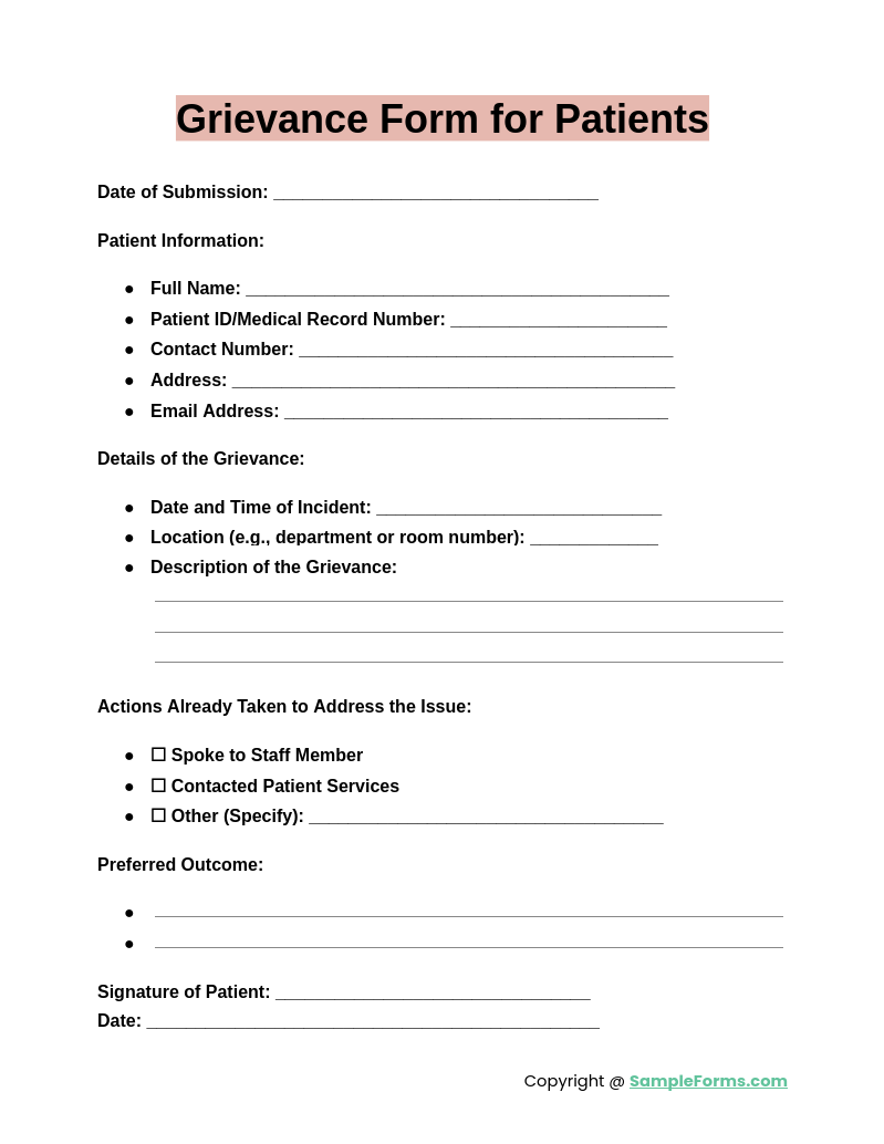FREE 54+ Grievance Form Samples, PDF, MS Word, Google Docs