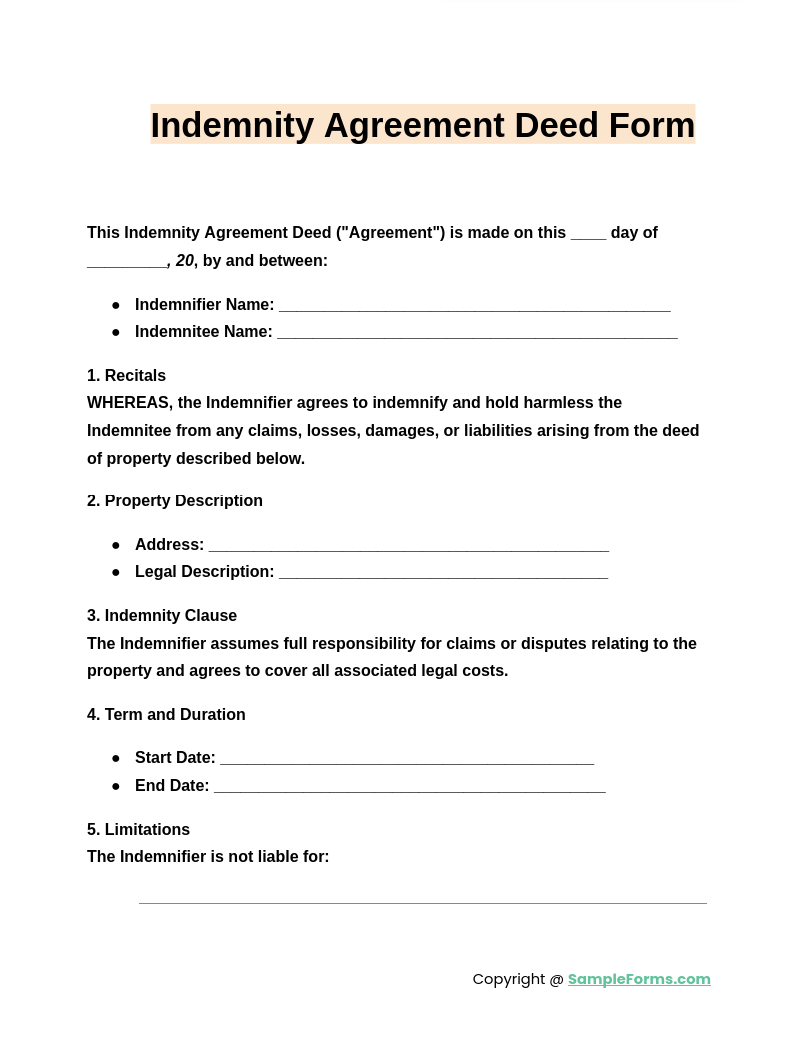 FREE 10+ Indemnity Agreement Form Samples, PDF, MS Word, Google Docs