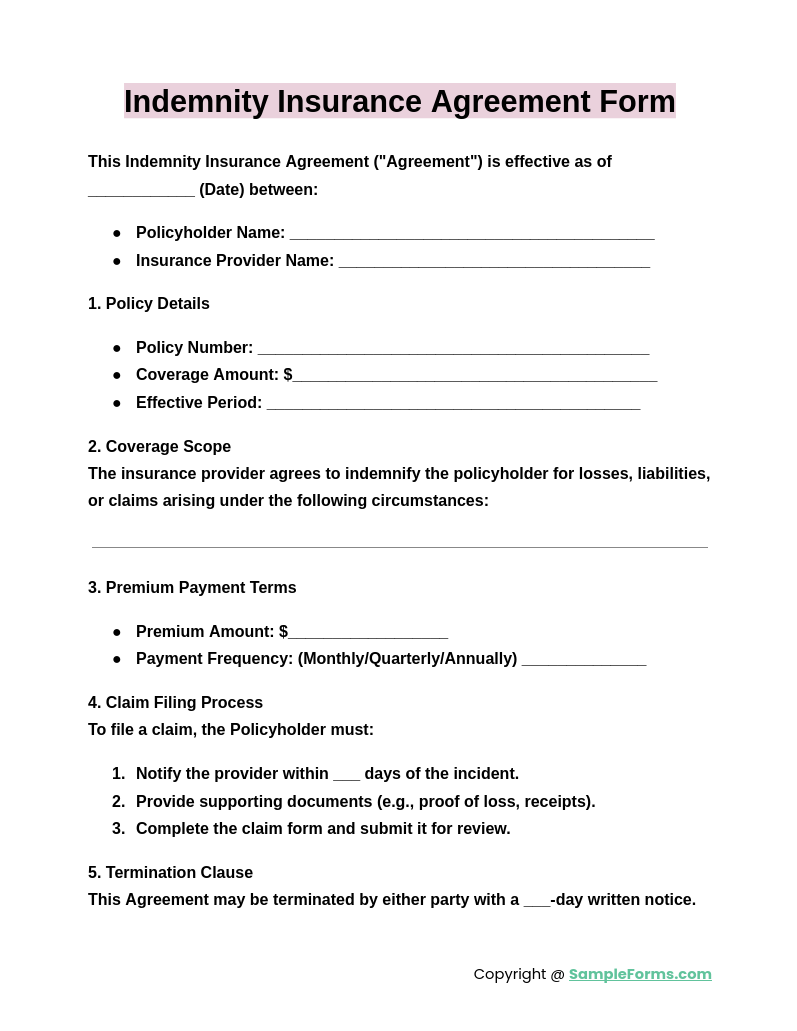 FREE 10+ Indemnity Agreement Form Samples, PDF, MS Word, Google Docs