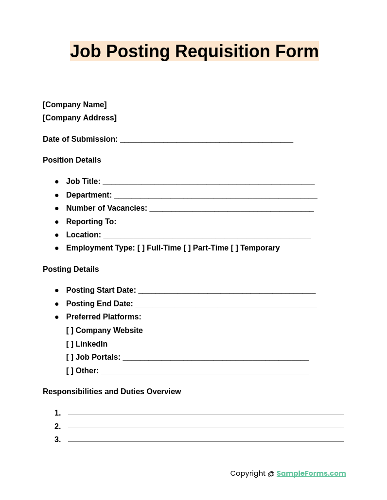 FREE 17+ Job Requisition Form Samples, PDF, MS Word, Google Docs