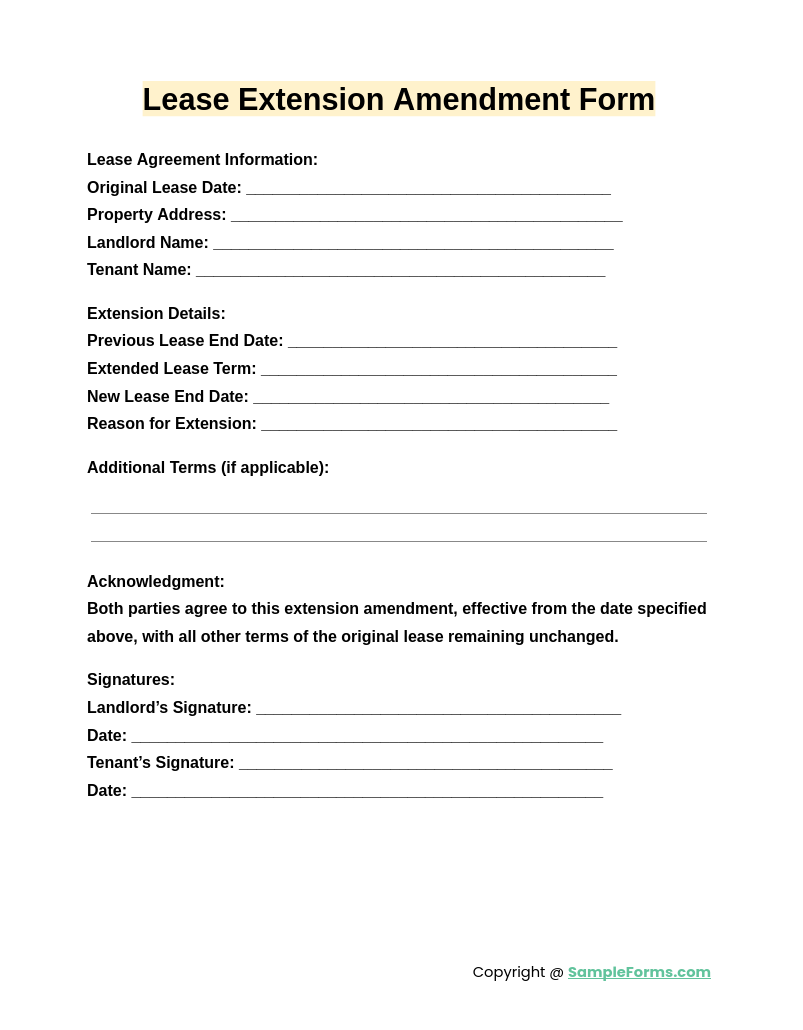 FREE 14+ Lease Amendment Form Samples, PDF, MS Word, Google Docs