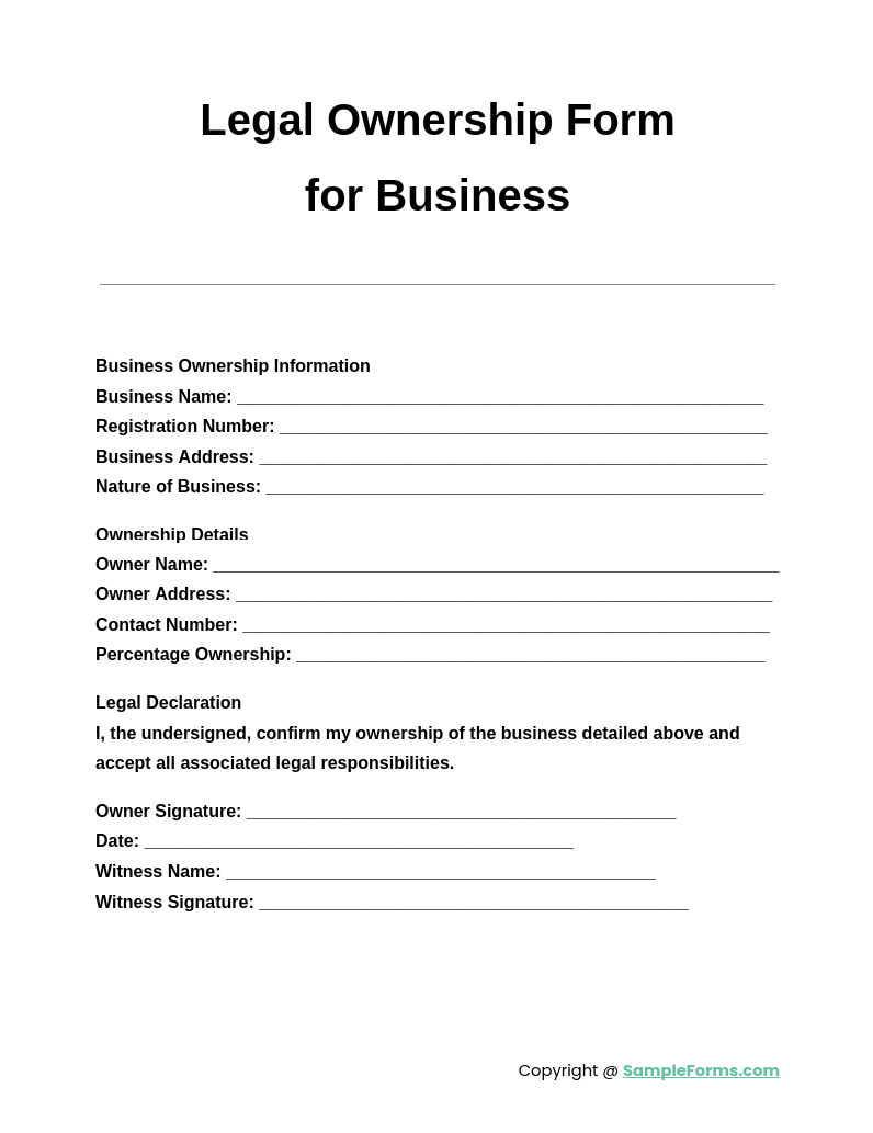 FREE 15+ Legal Ownership Form Samples, PDF, MS Word, Google Docs