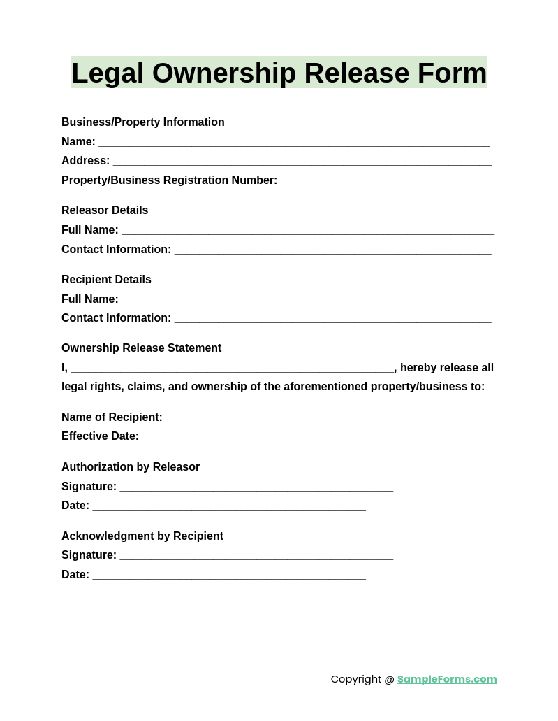 FREE 15+ Legal Ownership Form Samples, PDF, MS Word, Google Docs