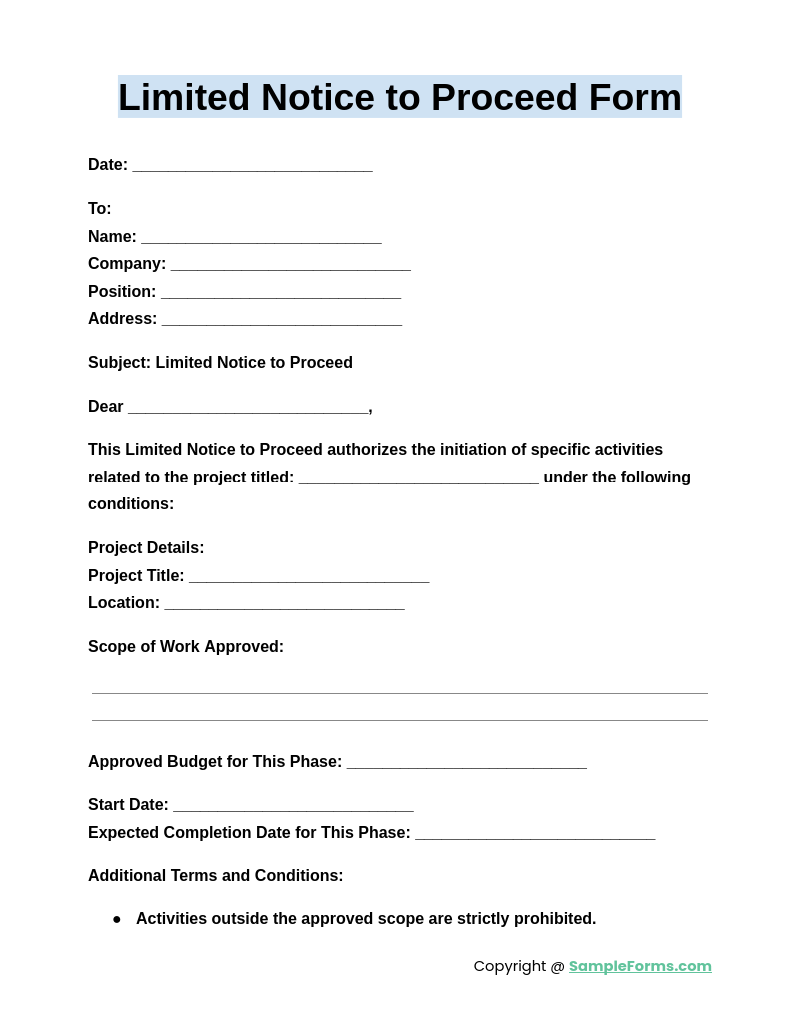 FREE 11+ Notice to Proceed Form Samples, PDF, MS Word, Google Docs