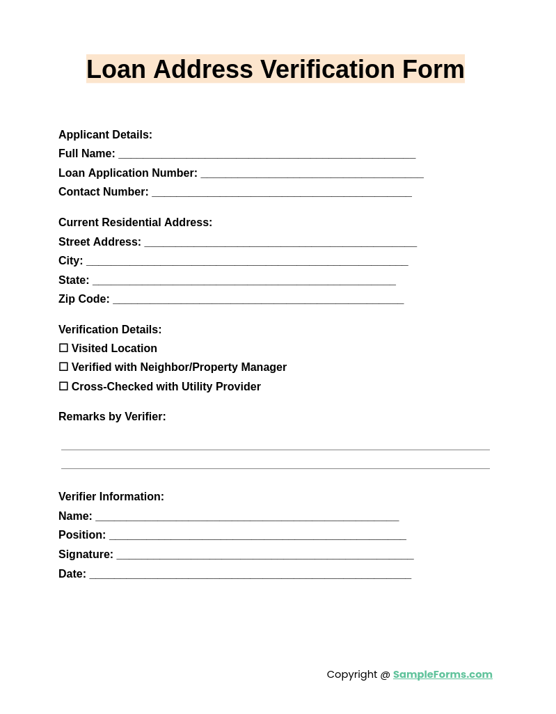 Free 13 + Address Verification Form Samples, PDF, MS Word, Google Docs