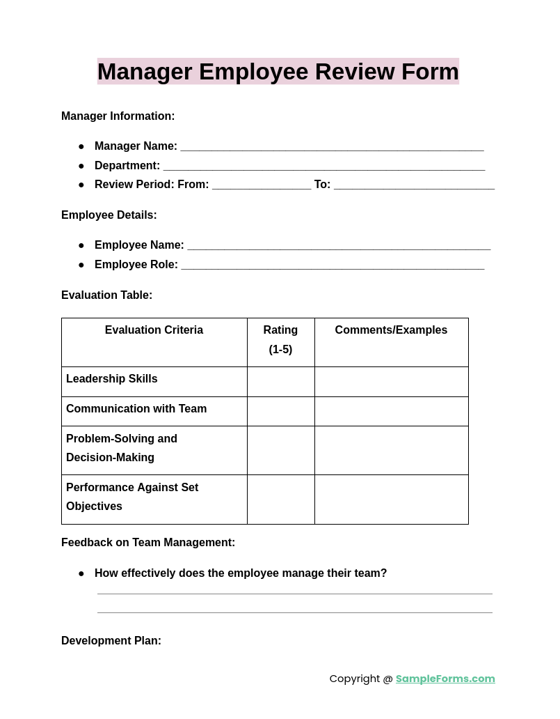 FREE 24+ Employee Review Form Samples, PDF, MS Word, Google Docs