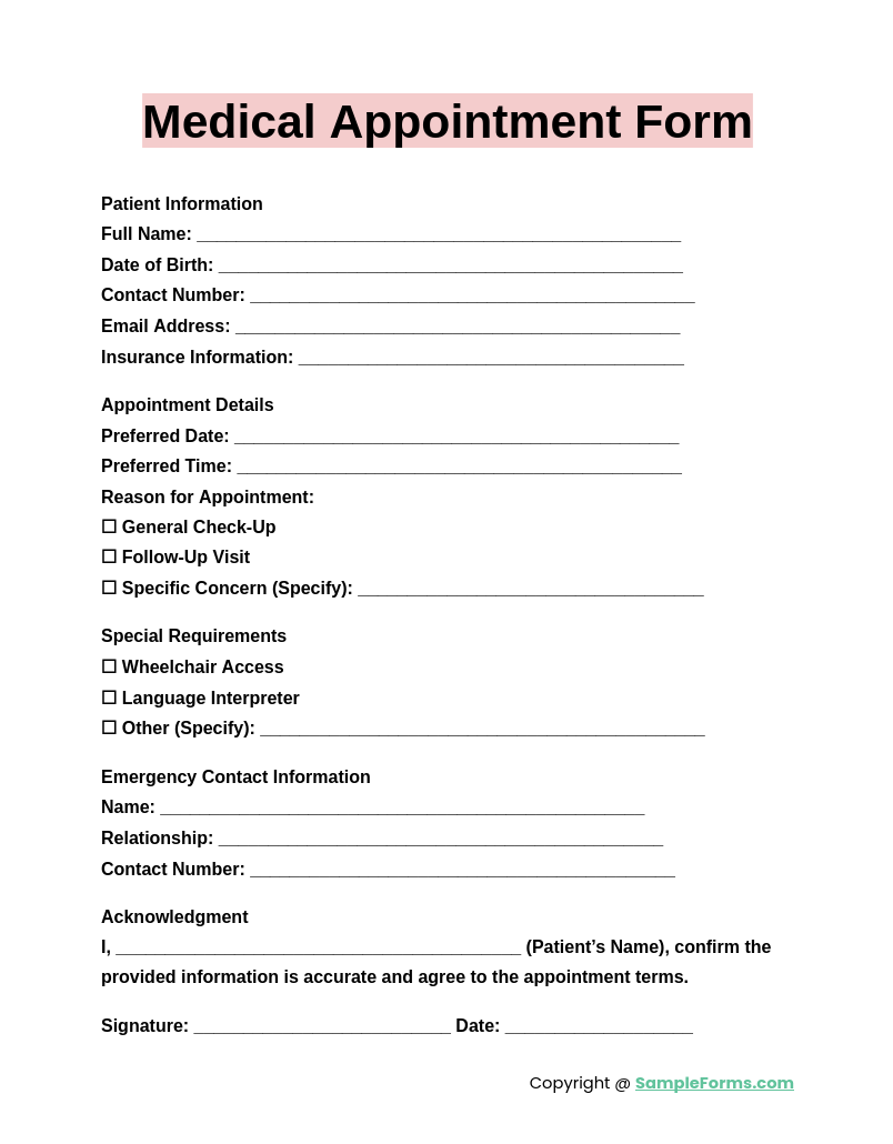 FREE 56+ Appointment Form Samples, PDF, MS Word, Google Docs