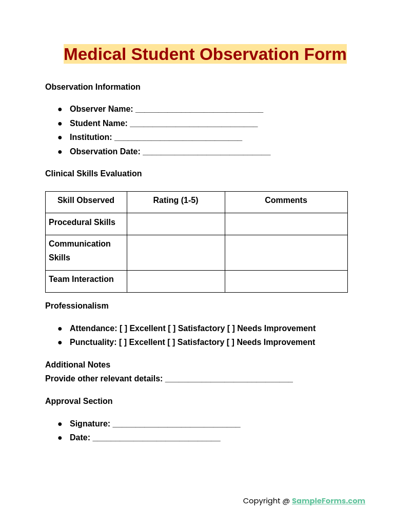 FREE 10+ Student Observation Form Samples, PDF, MS Word, Google Docs, Excel
