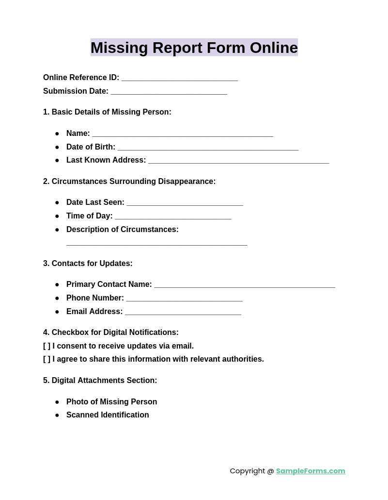 FREE 17+ Missing Report Form Samples, PDF, MS Word, Google Docs