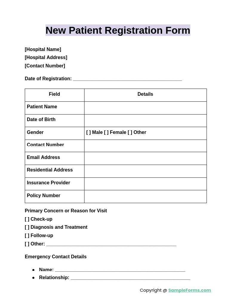 FREE 13+ Patient Registration Form Samples, PDF, MS Word, Google Docs ...