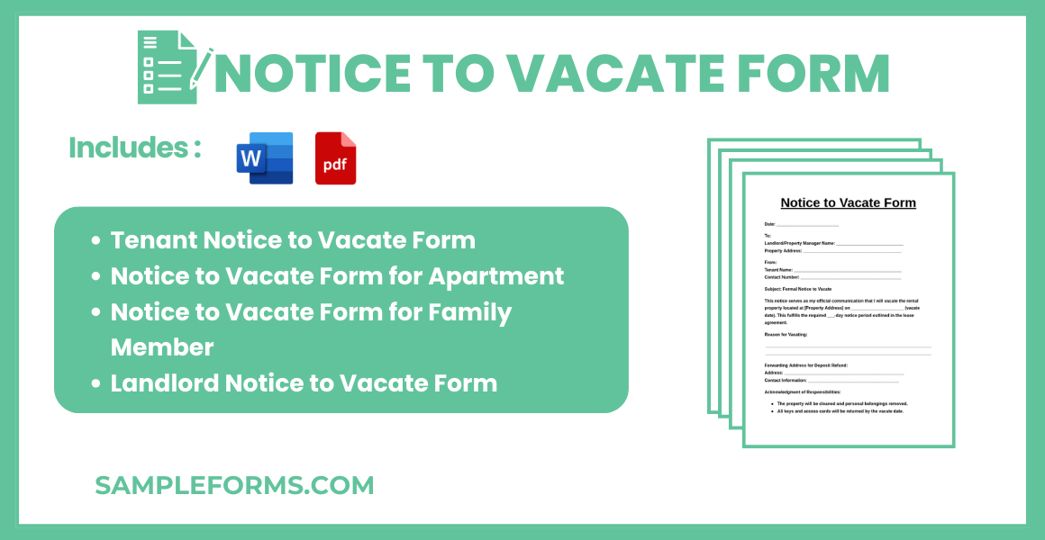 FREE 12+ Notice to Vacate Form Samples, PDF, MS Word, Google Docs
