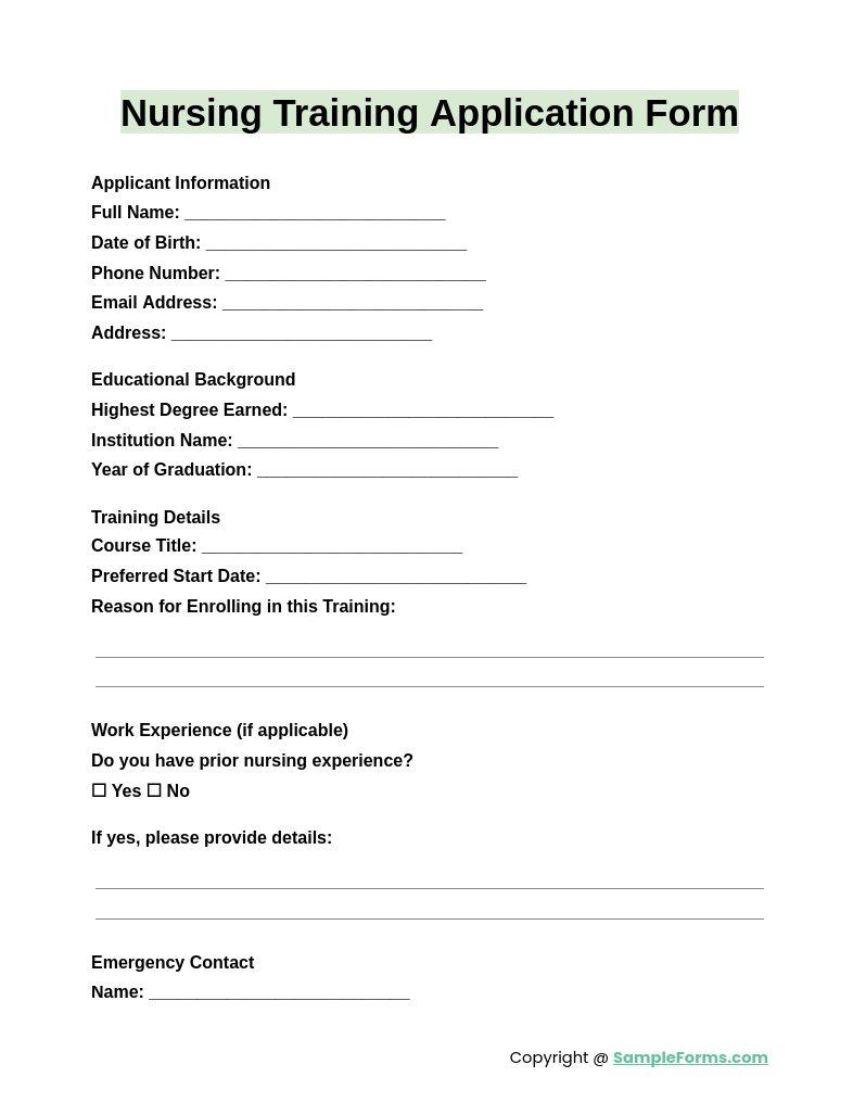 FREE 14+ Training Application Form Samples, PDF, MS Word, Google Docs