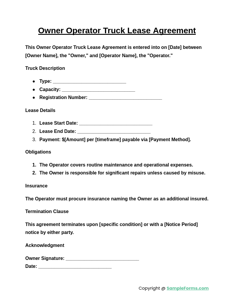 Free 13 Truck Lease Agreement Samples Pdf Ms Word Google Docs