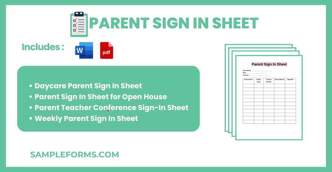 FREE 12+ Parent Sign In Sheet Samples, PDF, MS Word, Google Docs, Excel