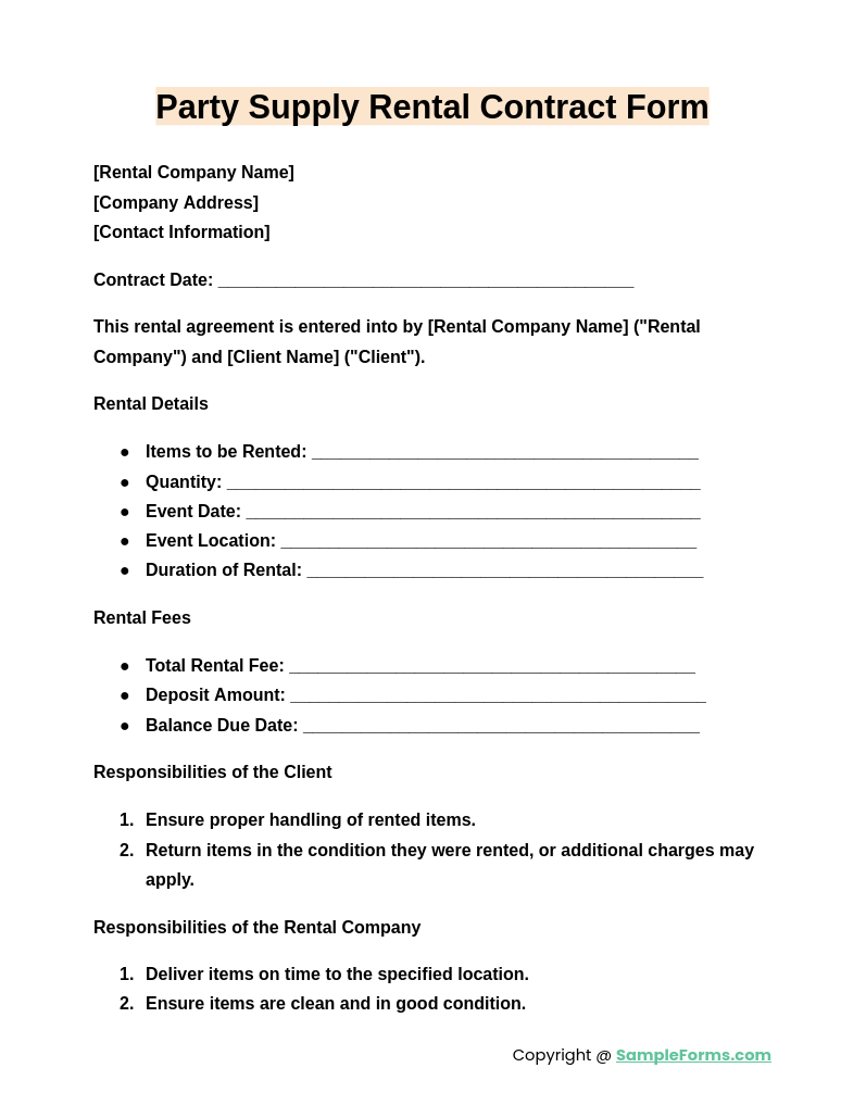 FREE 11+ Supply Contract Form Samples, PDF, MS Word, Google Docs