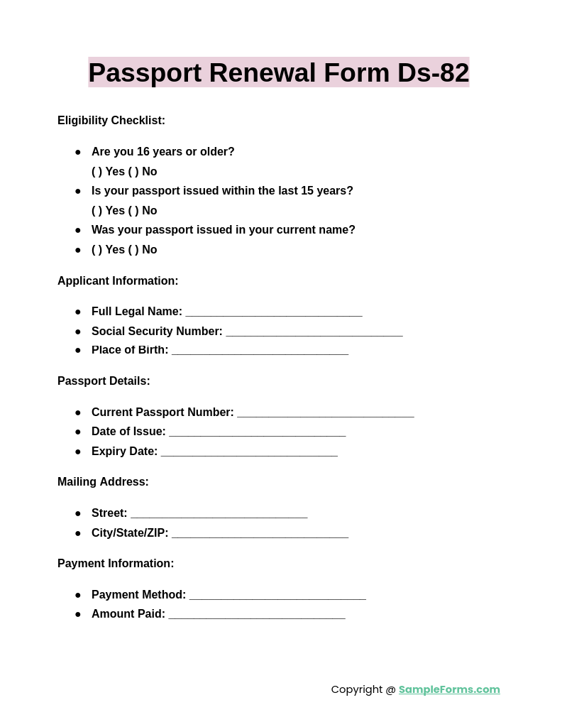 FREE 9+ Sample Passport Renewal Forms in PDF | MS Word