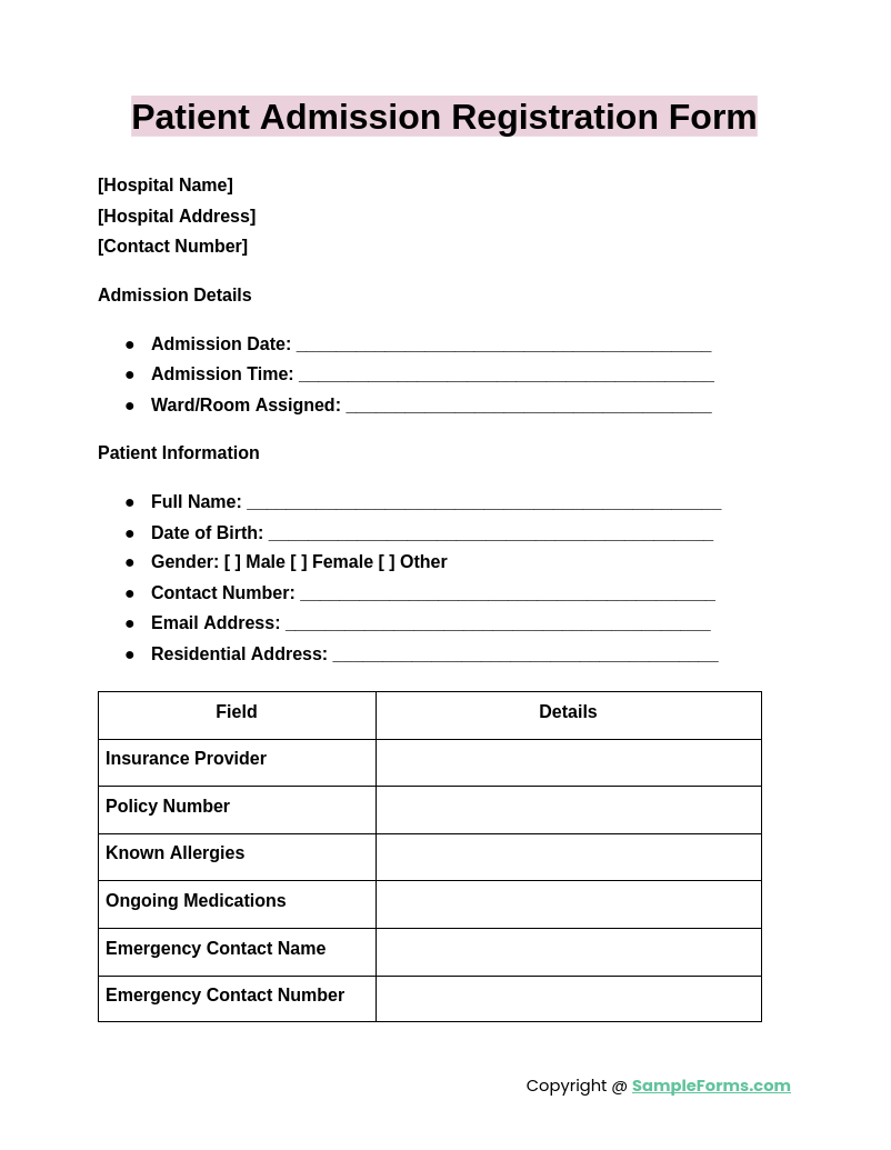 FREE 13+ Patient Registration Form Samples, PDF, MS Word, Google Docs ...