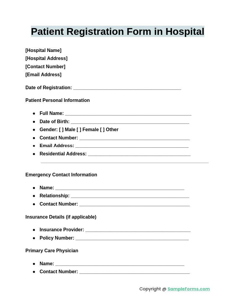 FREE 13+ Patient Registration Form Samples, PDF, MS Word, Google Docs ...