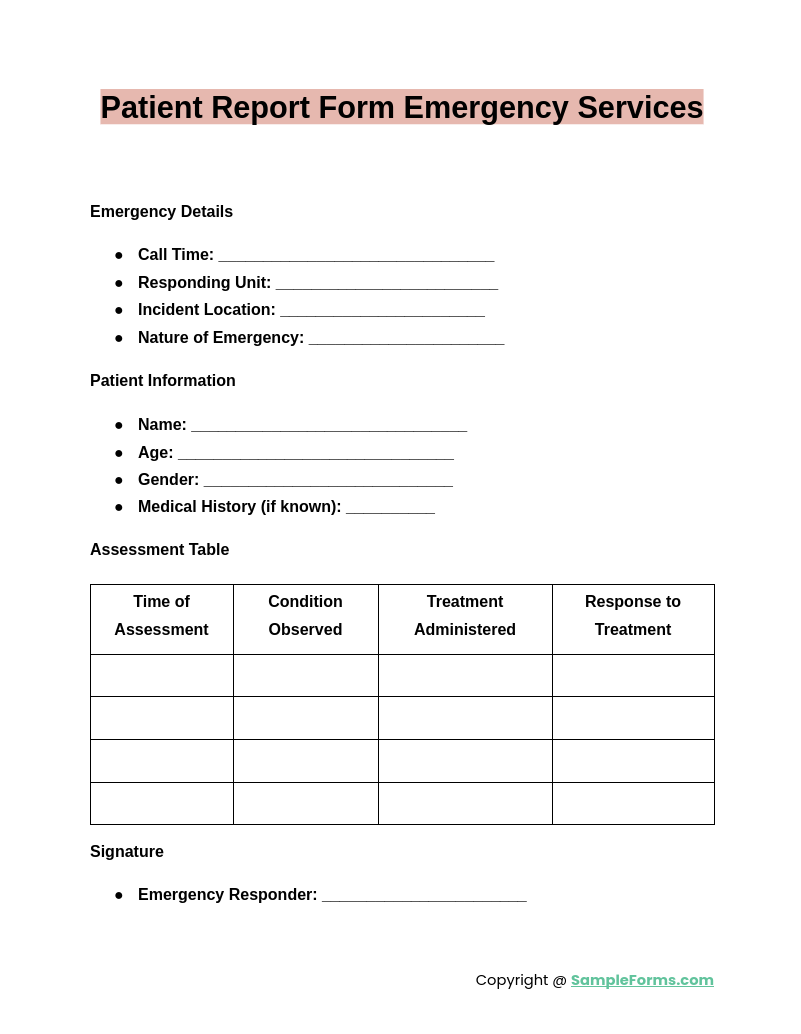 FREE 16+ Patient Report Form Samples, PDF, MS Word, Google Docs