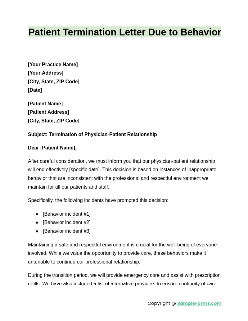 FREE 10+ Patient Termination Letter Samples, PDF, MS Word, Google Docs