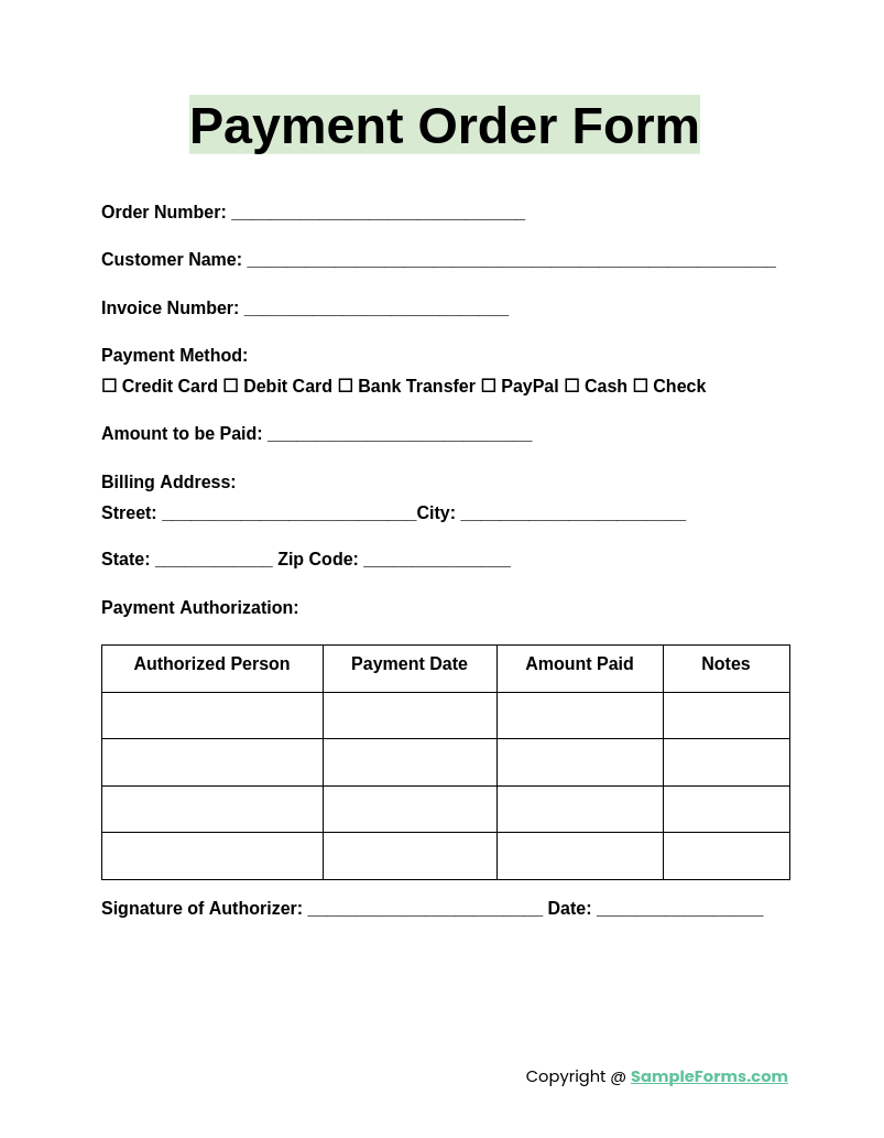 FREE 56+ Order Form Samples, PDF, MS Word, Google Docs, Excel