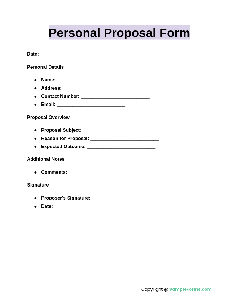 FREE 41+ Proposal Form Samples, PDF, MS Word, Google Docs, Excel