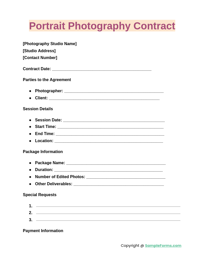 FREE 13+ Photography Contract Samples, PDF, MS Word, Google Docs