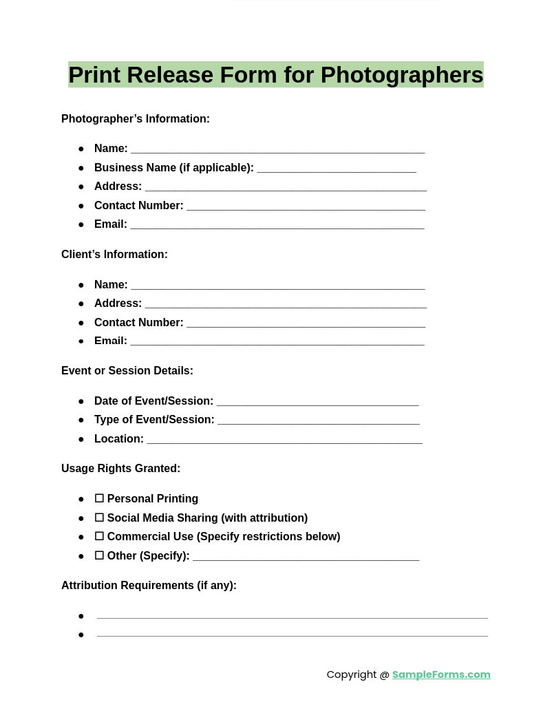 FREE 25+ Print Release Form Samples, PDF, MS Word, Google Docs
