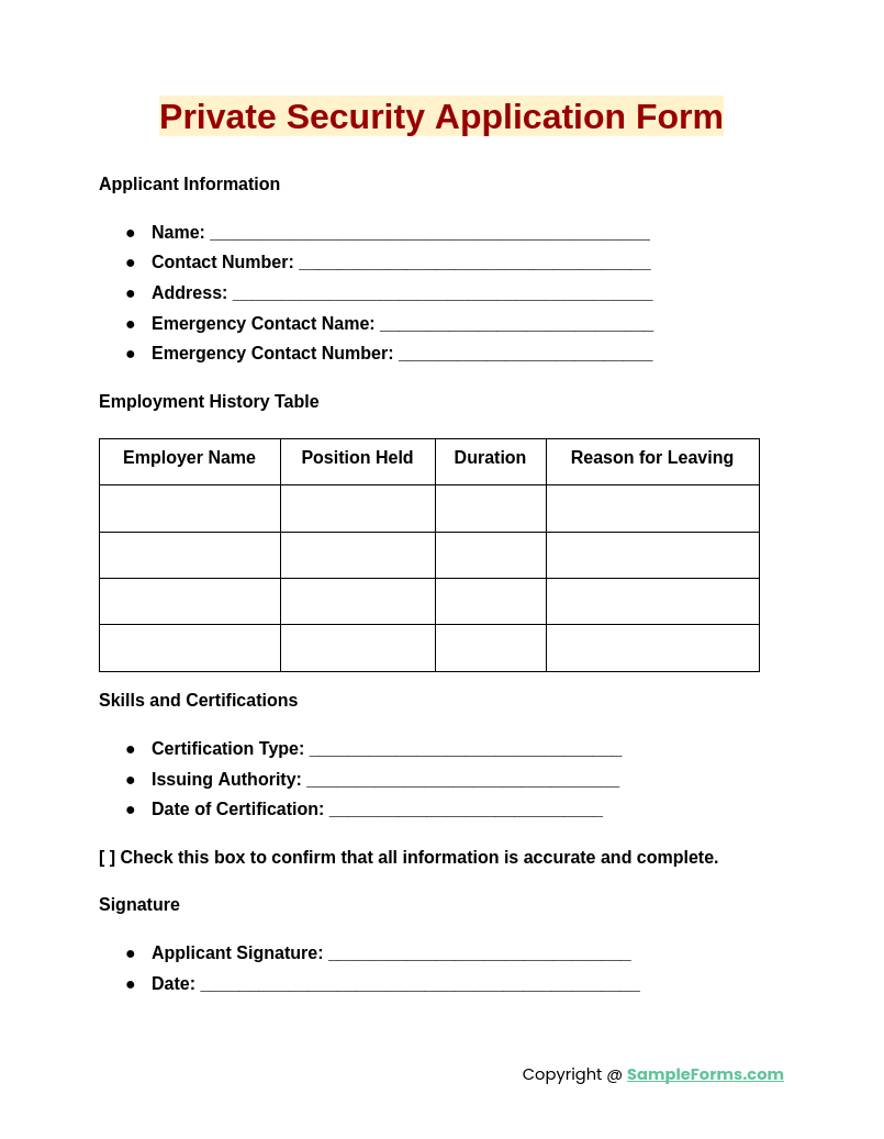 FREE 15+ Security Application Form Samples, PDF, MS Word, Google Docs