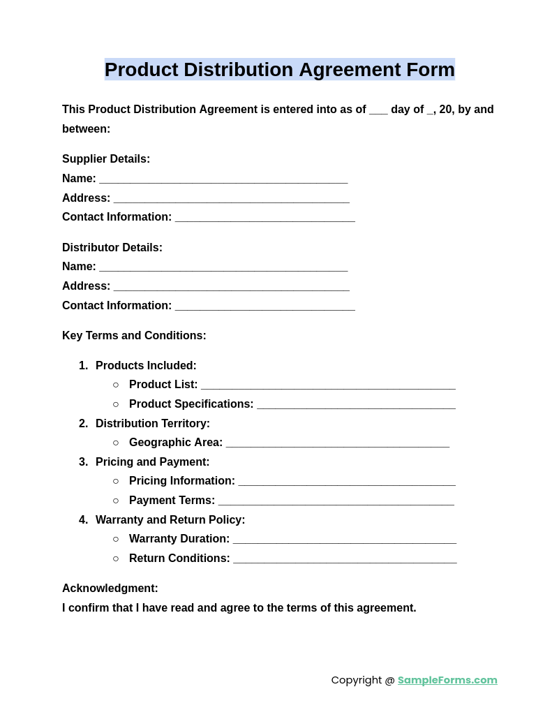 FREE 14+ Distribution Agreement Form Samples, PDF, MS Word, Google Docs