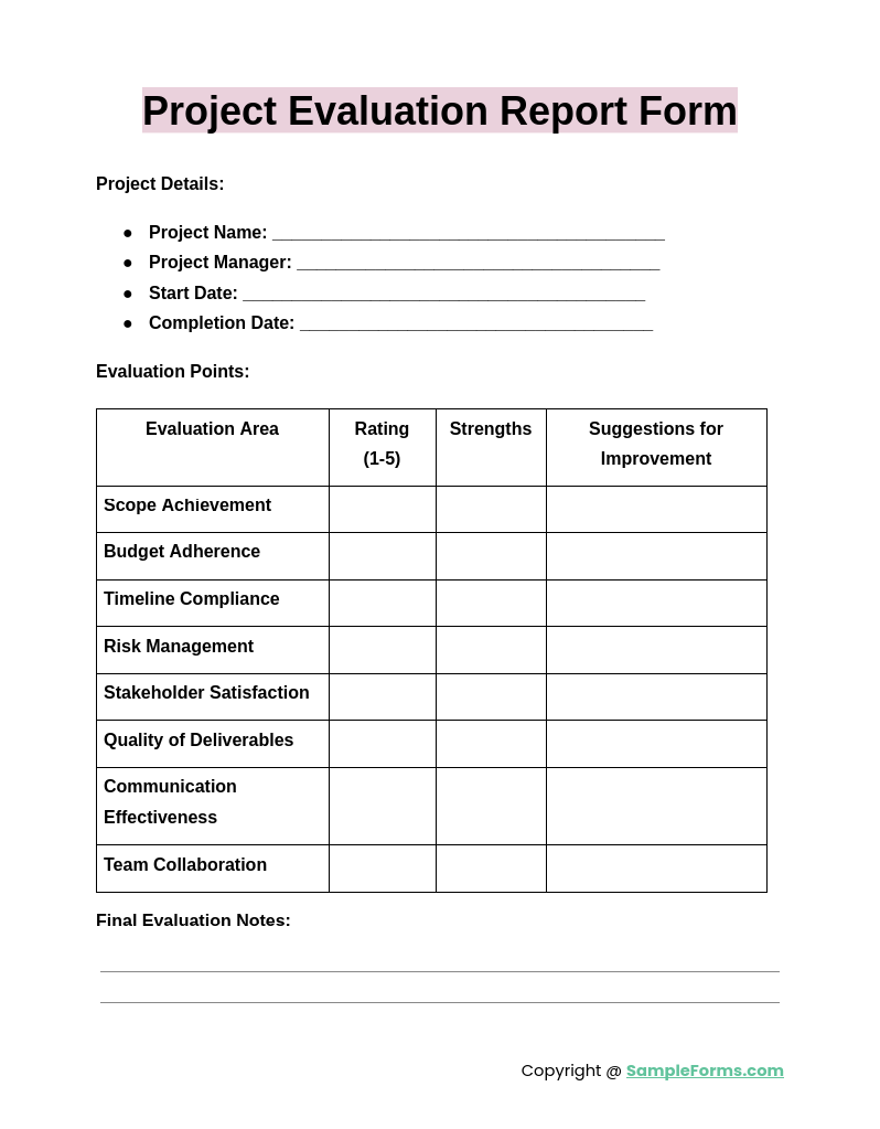 FREE 13+ Evaluation Report Form Samples, PDF, MS Word, Google Docs