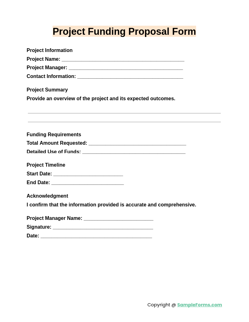 FREE 14+ Funding Proposal Form Samples, PDF, MS Word, Google Docs, Excel