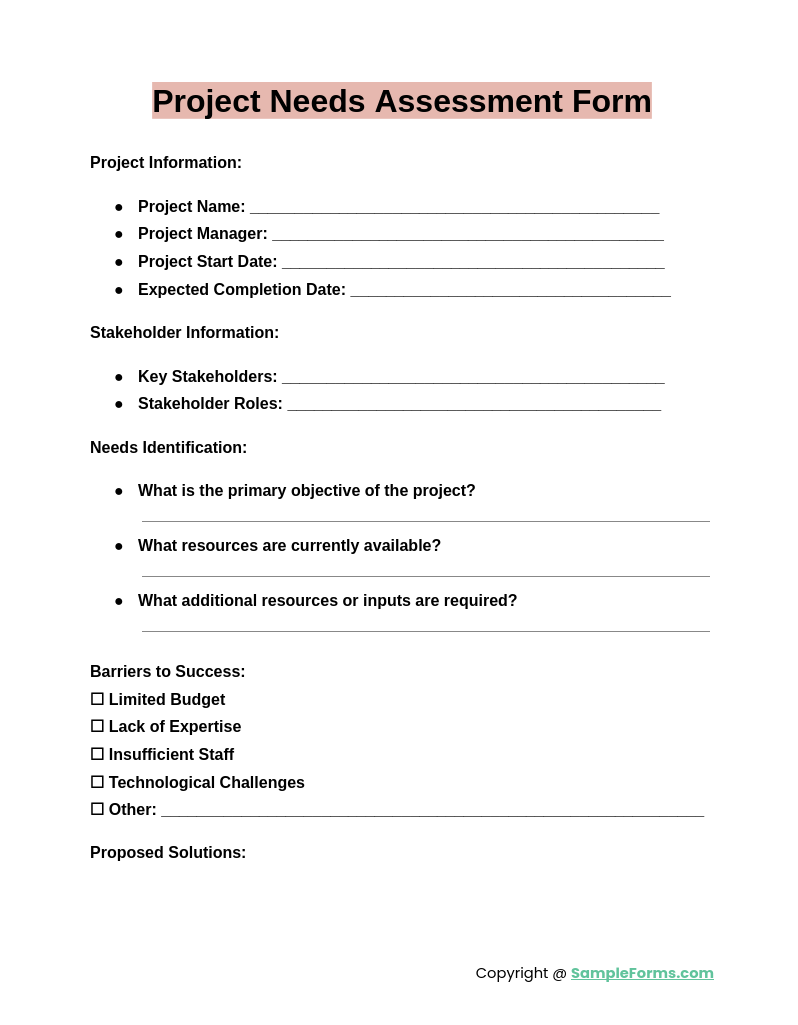 FREE 35+ Needs Assessment Form Samples, PDF, MS Word, Google Docs, Excel