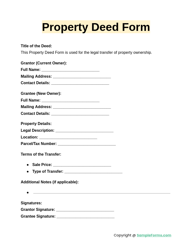 FREE 27+ Deed Form Samples, PDF, MS Word, Google Docs